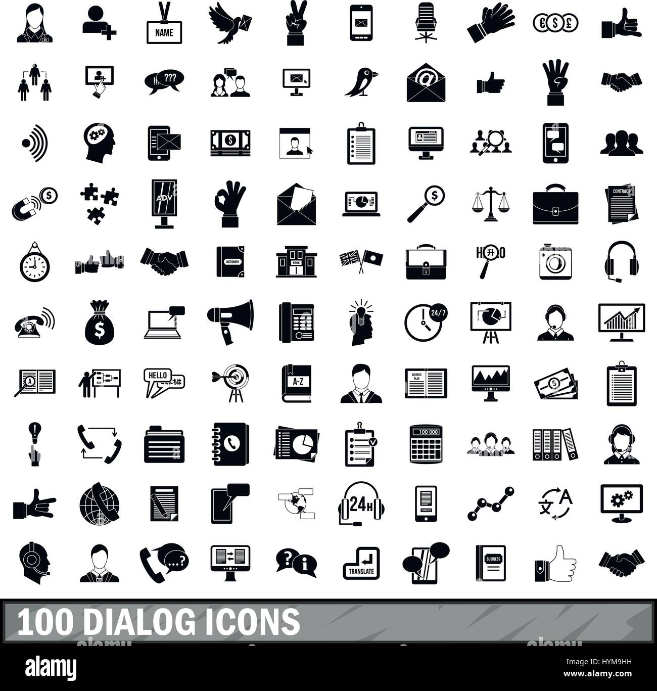 100 dialog icons set, simple style Stock Vector Image & Art - Alamy