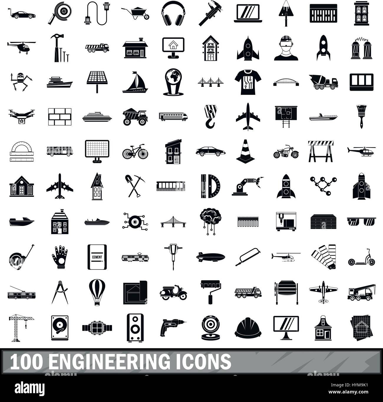 100 engineering icons set, simple style Stock Vector Image & Art - Alamy
