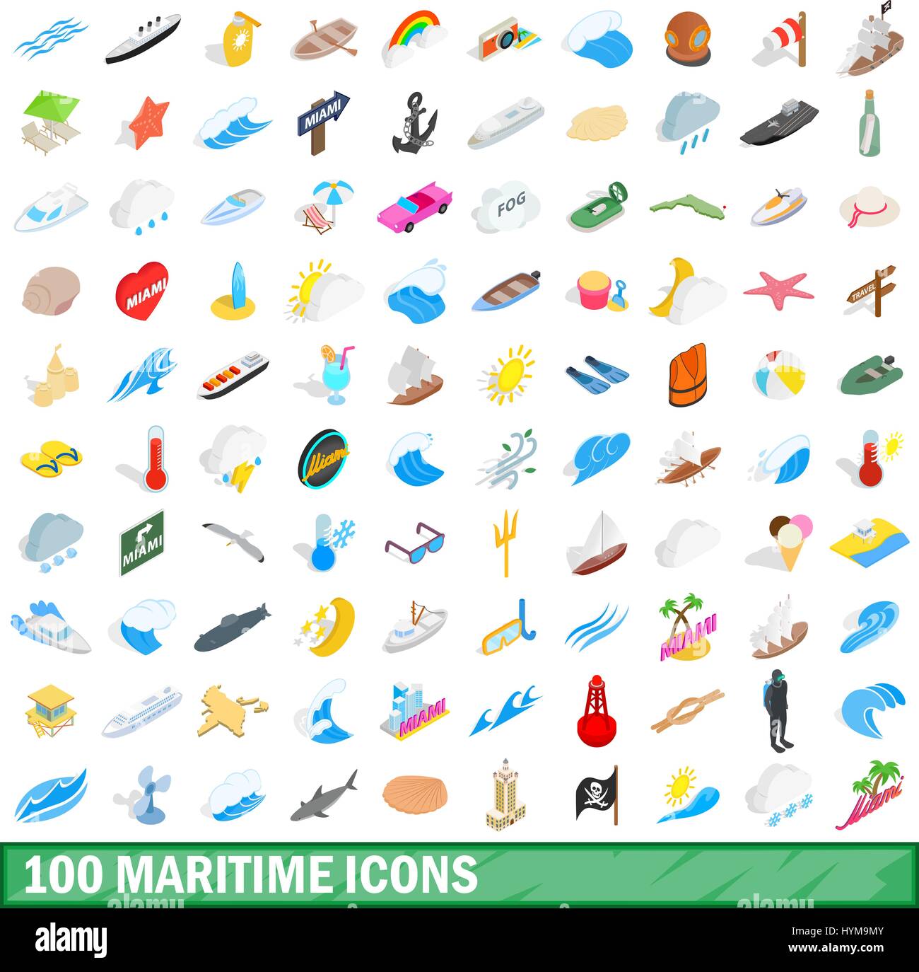 100 maritime icons set, isometric 3d style Stock Vector Image & Art - Alamy