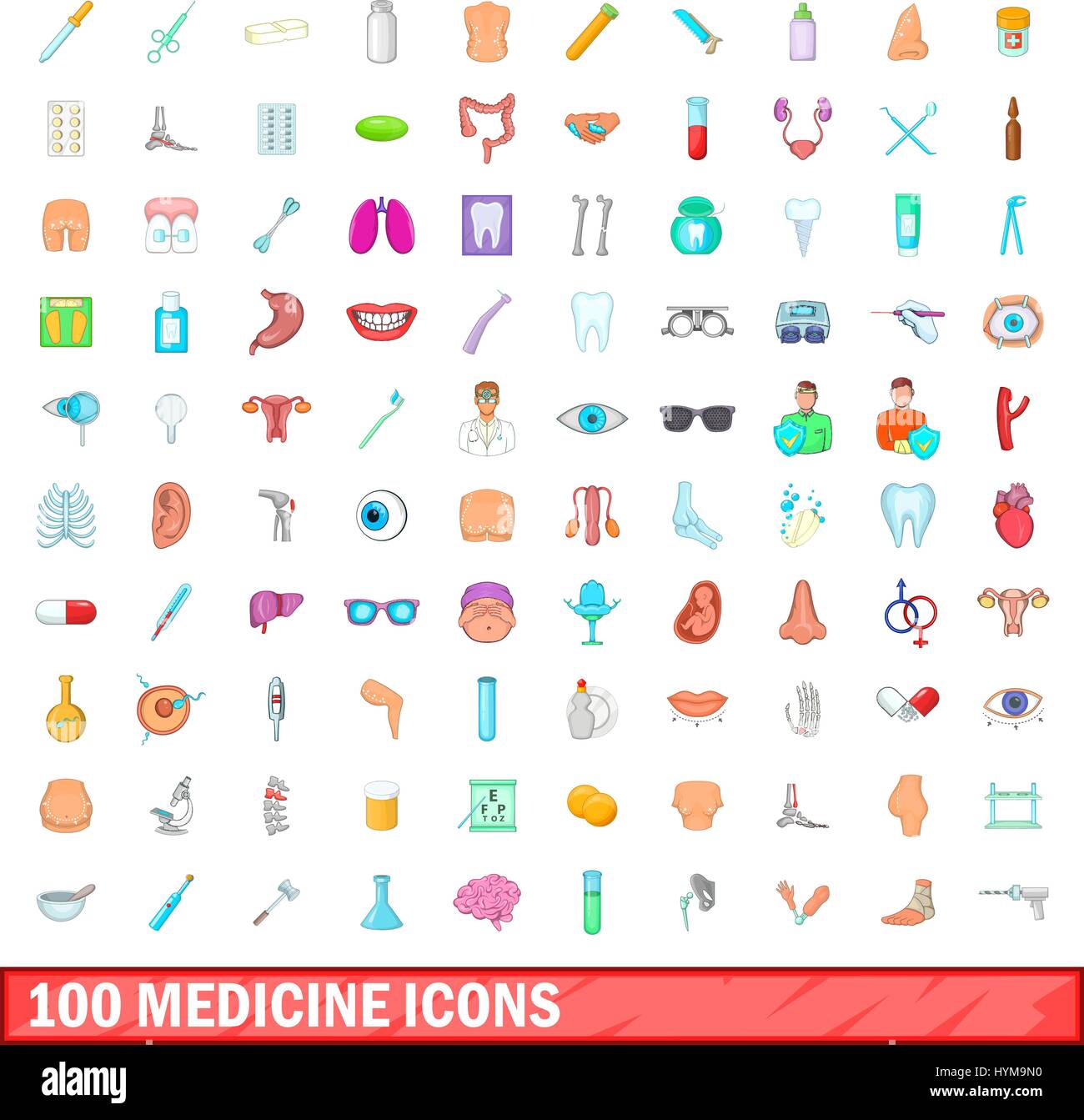 100 medicine icons set, cartoon style Stock Vector Image & Art - Alamy