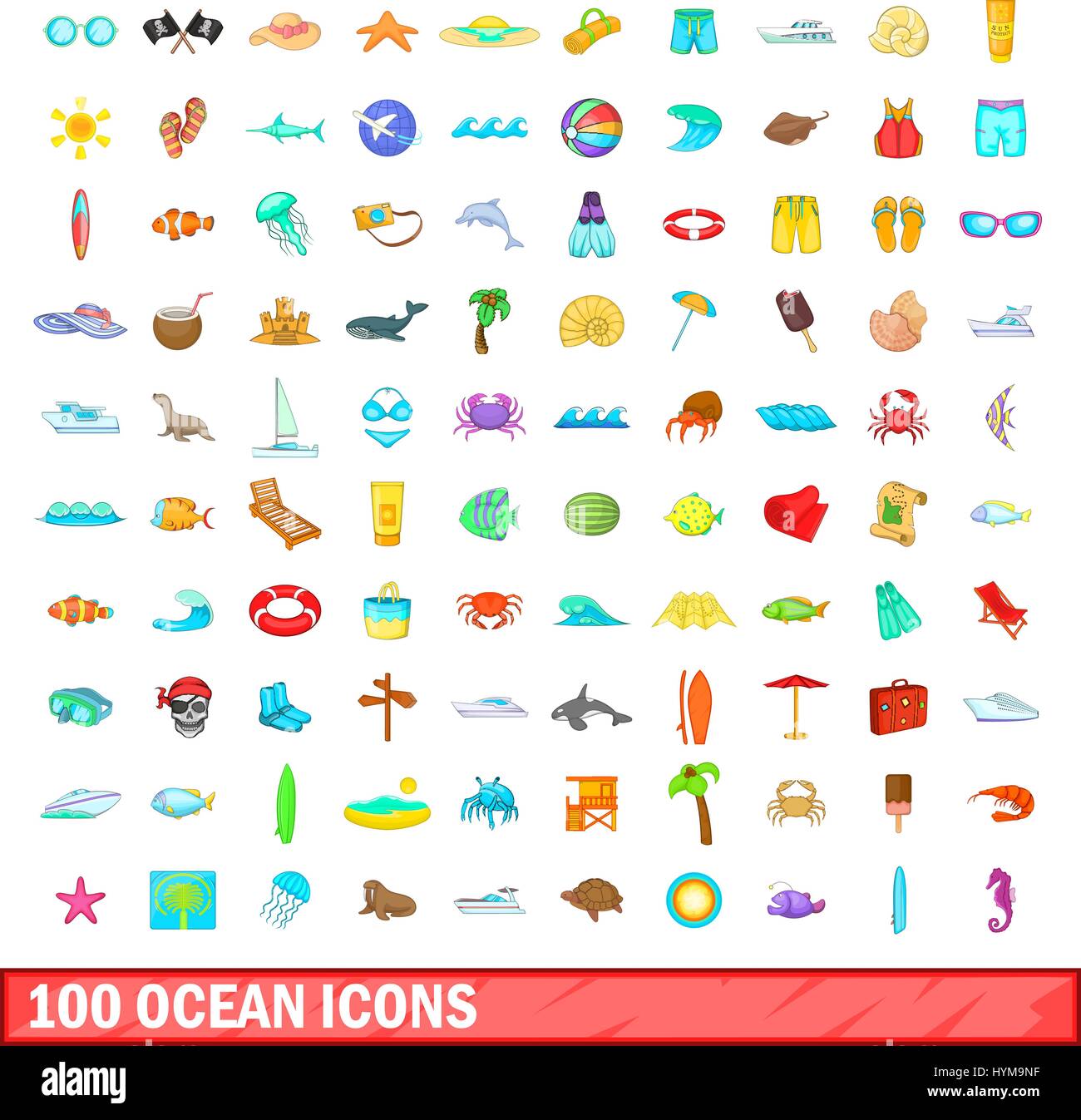 100 ocean icons set, cartoon style Stock Vector Image & Art - Alamy