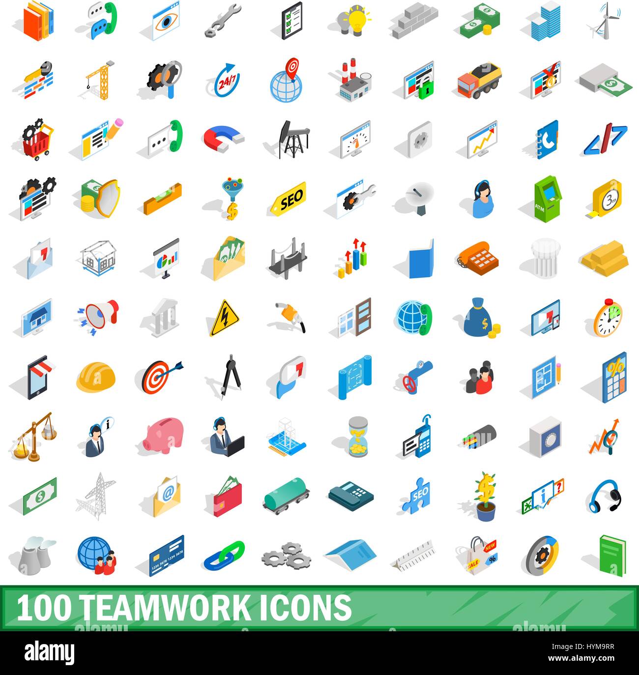 100 teamwork icons set, isometric 3d style Stock Vector Image & Art - Alamy