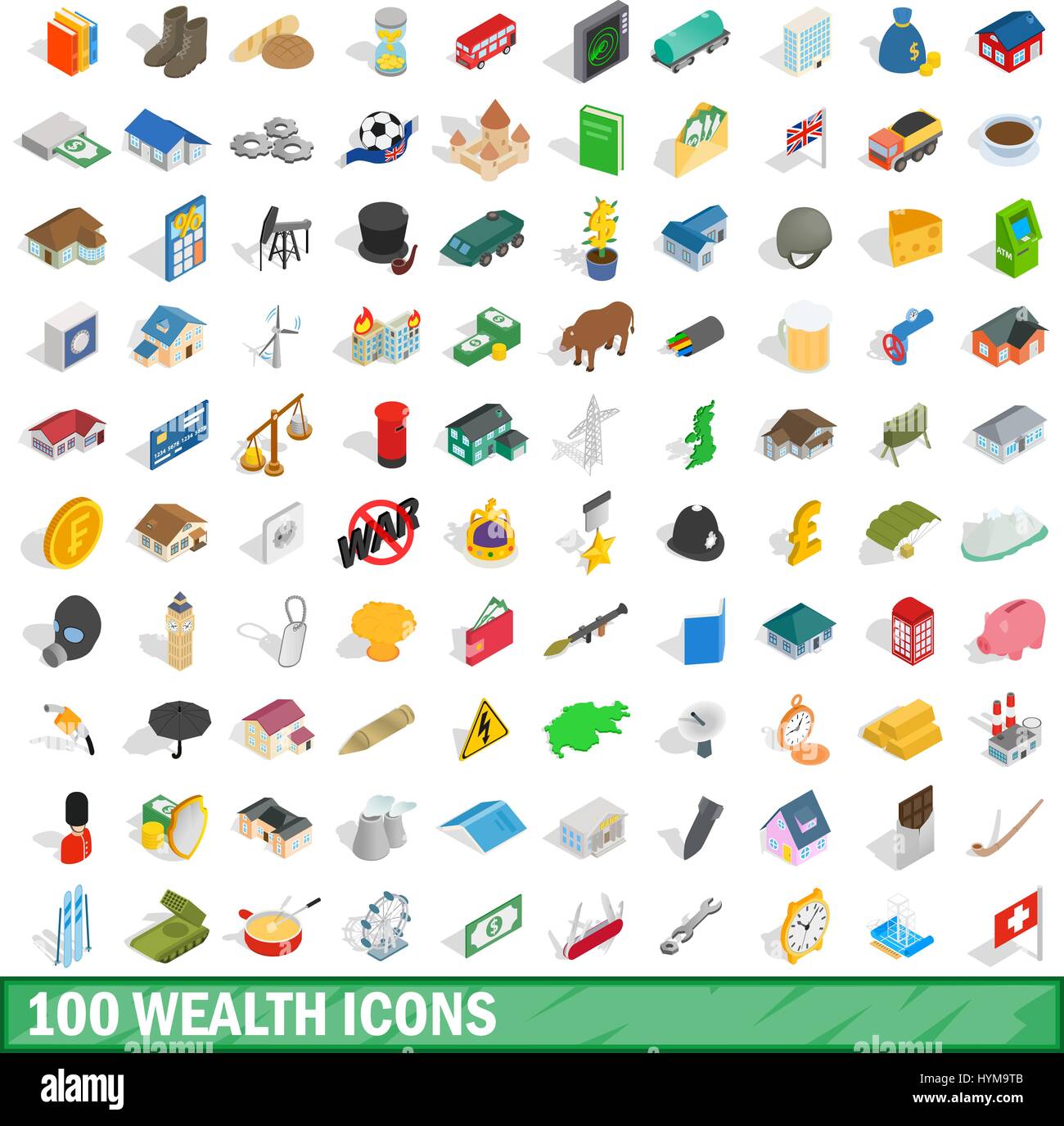 100 wealth icons set, isometric 3d style Stock Vector Image & Art - Alamy