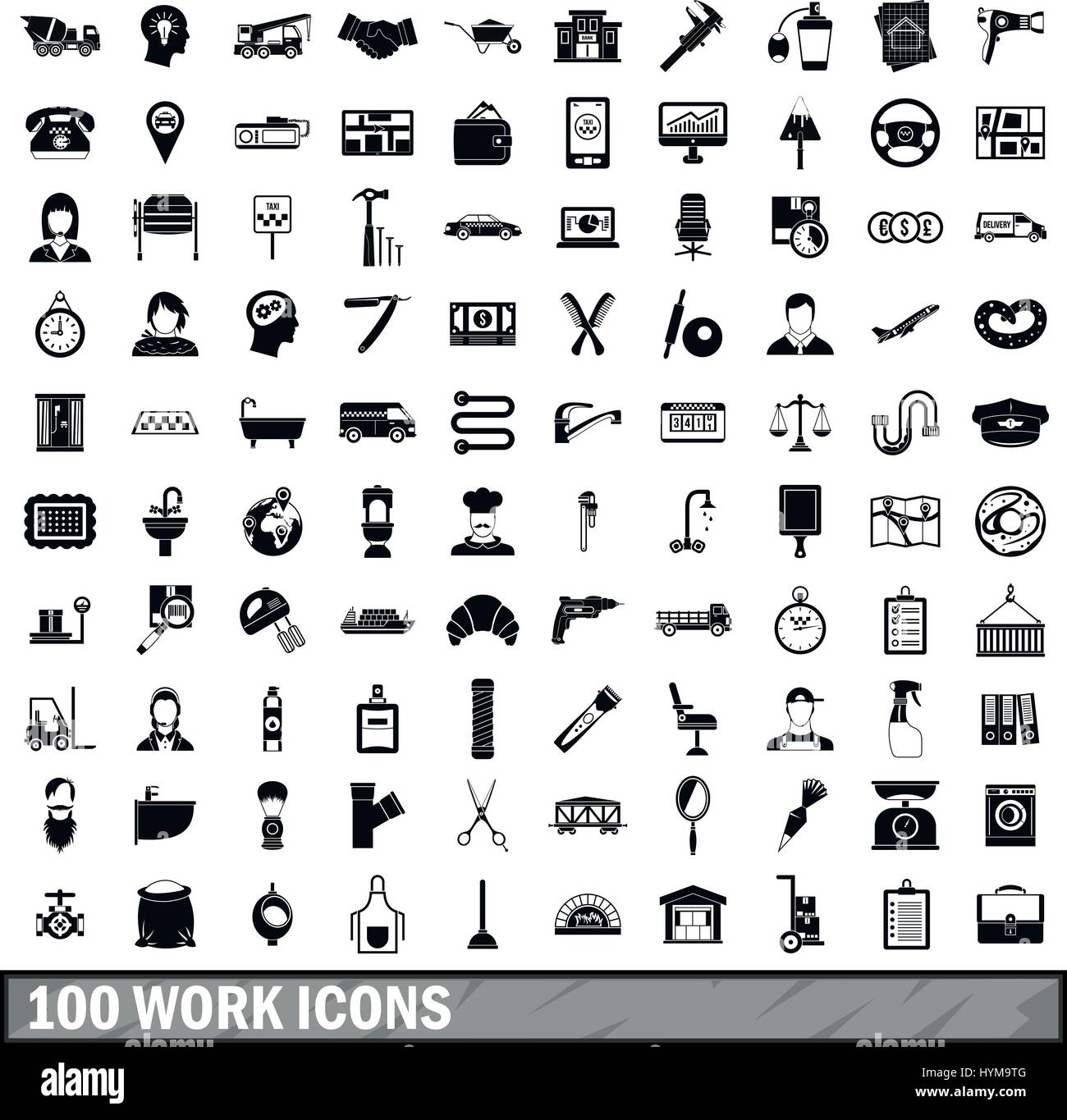 100 work icons set, simple style Stock Vector Image & Art - Alamy