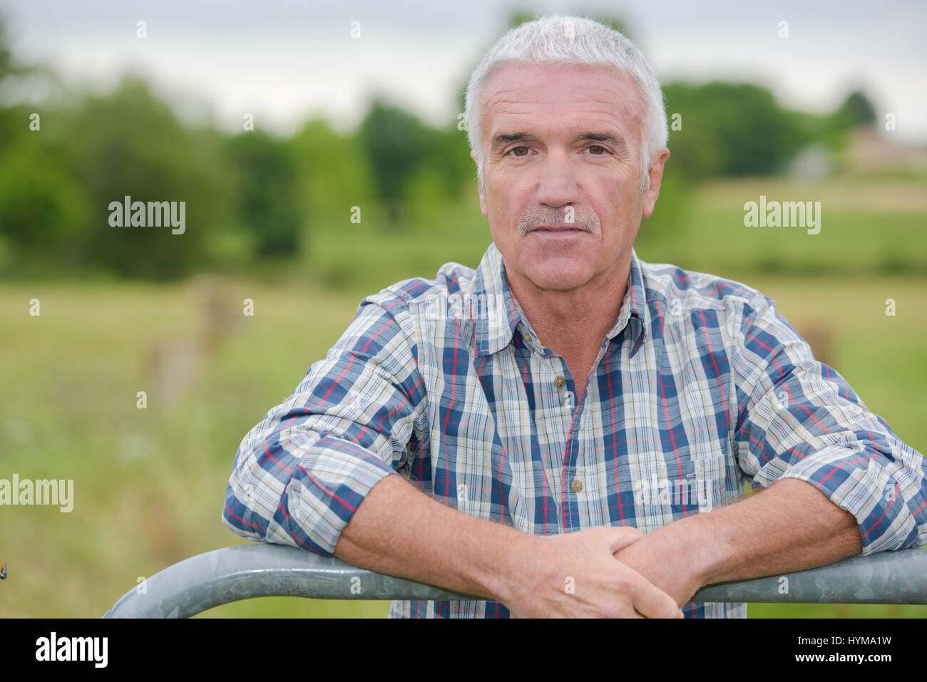 Portrait of man in field Stock Photo - Alamy