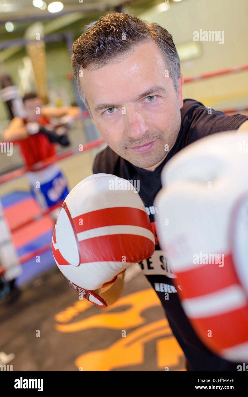 Portrait of a boxer in action Stock Photo - Alamy