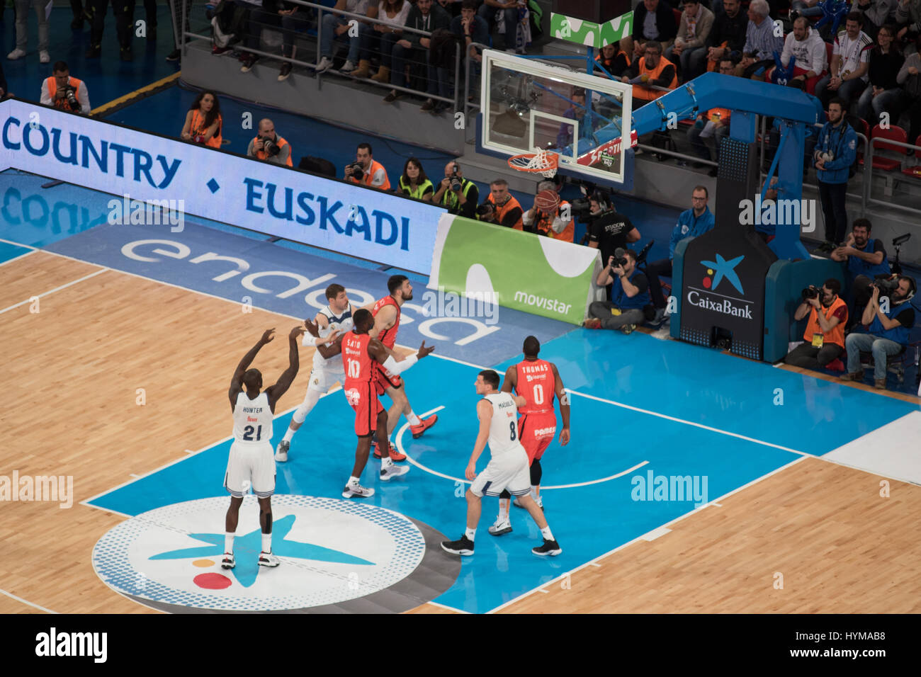 Vitoria, Spain - February 19, 2017: Some basketball players in action ...