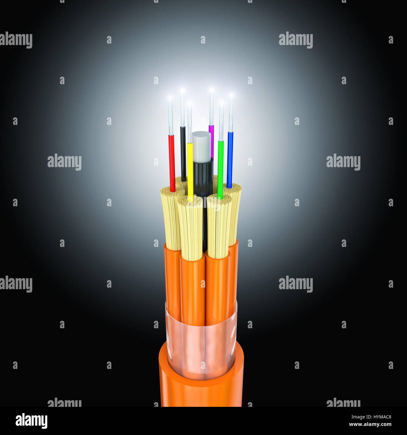 fiber optics cable and black background 3d rendering image Stock Photo ...