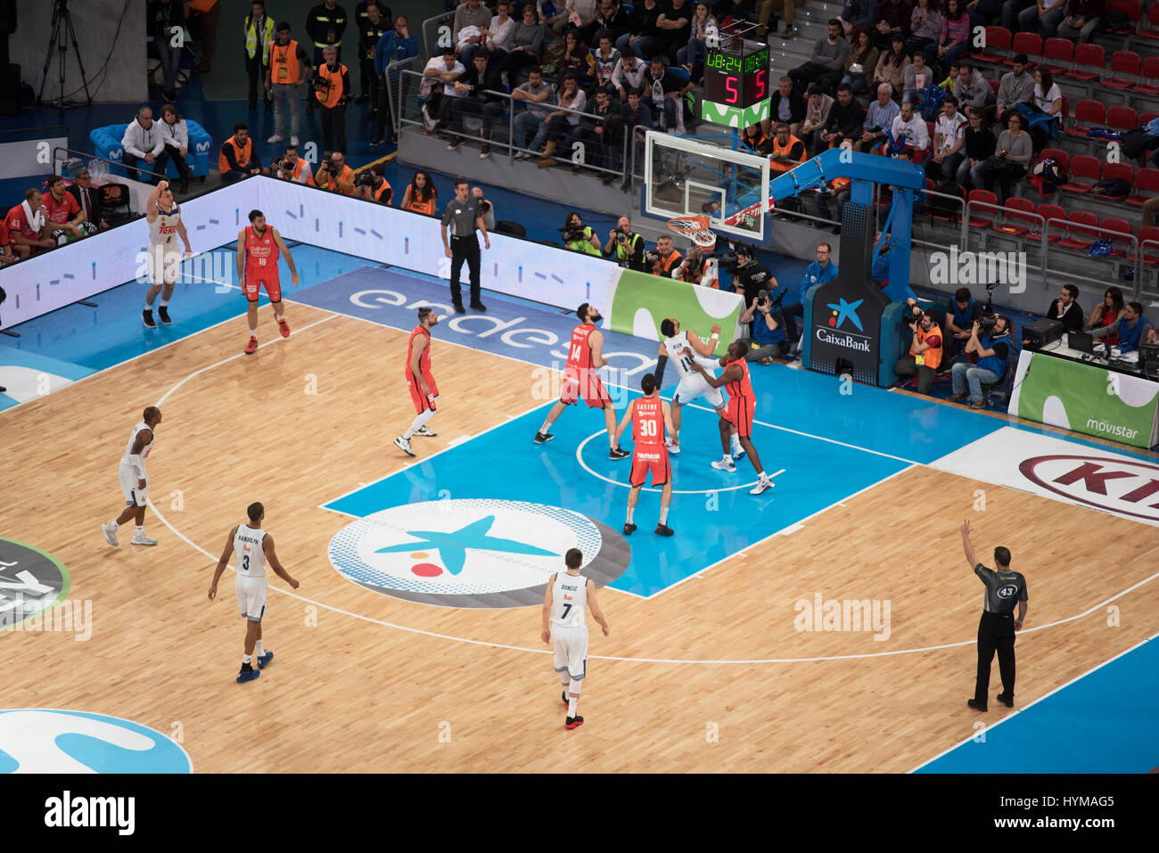 Vitoria, Spain - February 19, 2017: Some basketball players in action ...