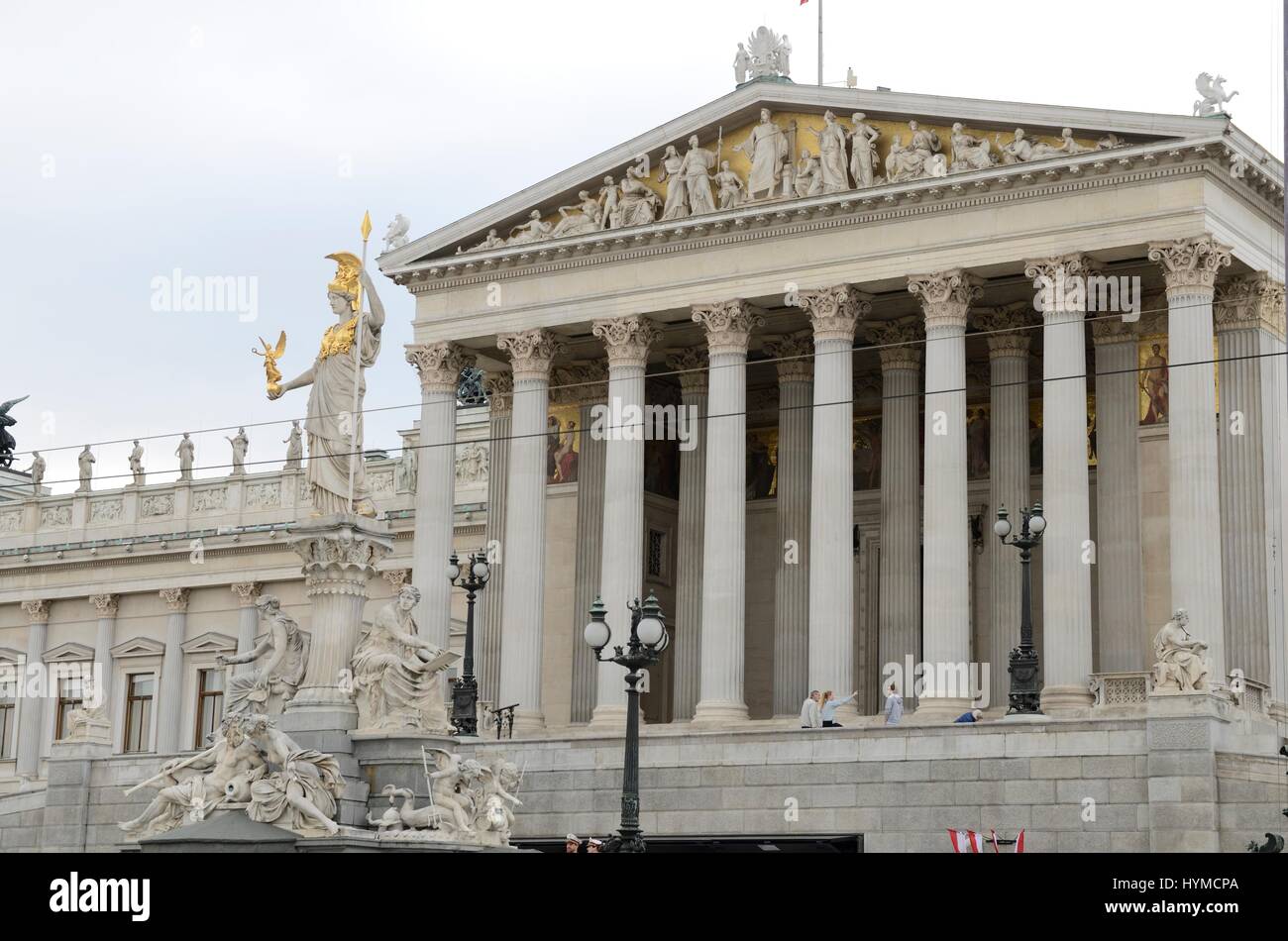 Entrance to the parliament building in vienna hi-res stock photography ...