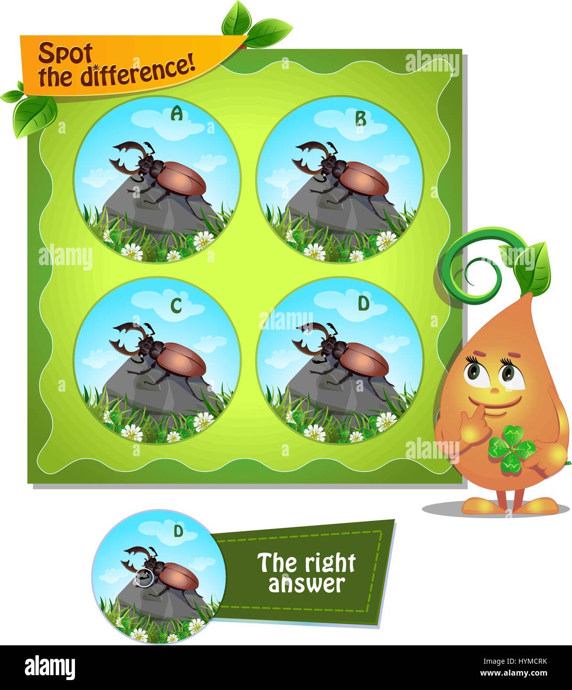 Visual Game for children. Task: Spot the difference beetle Stock Vector ...