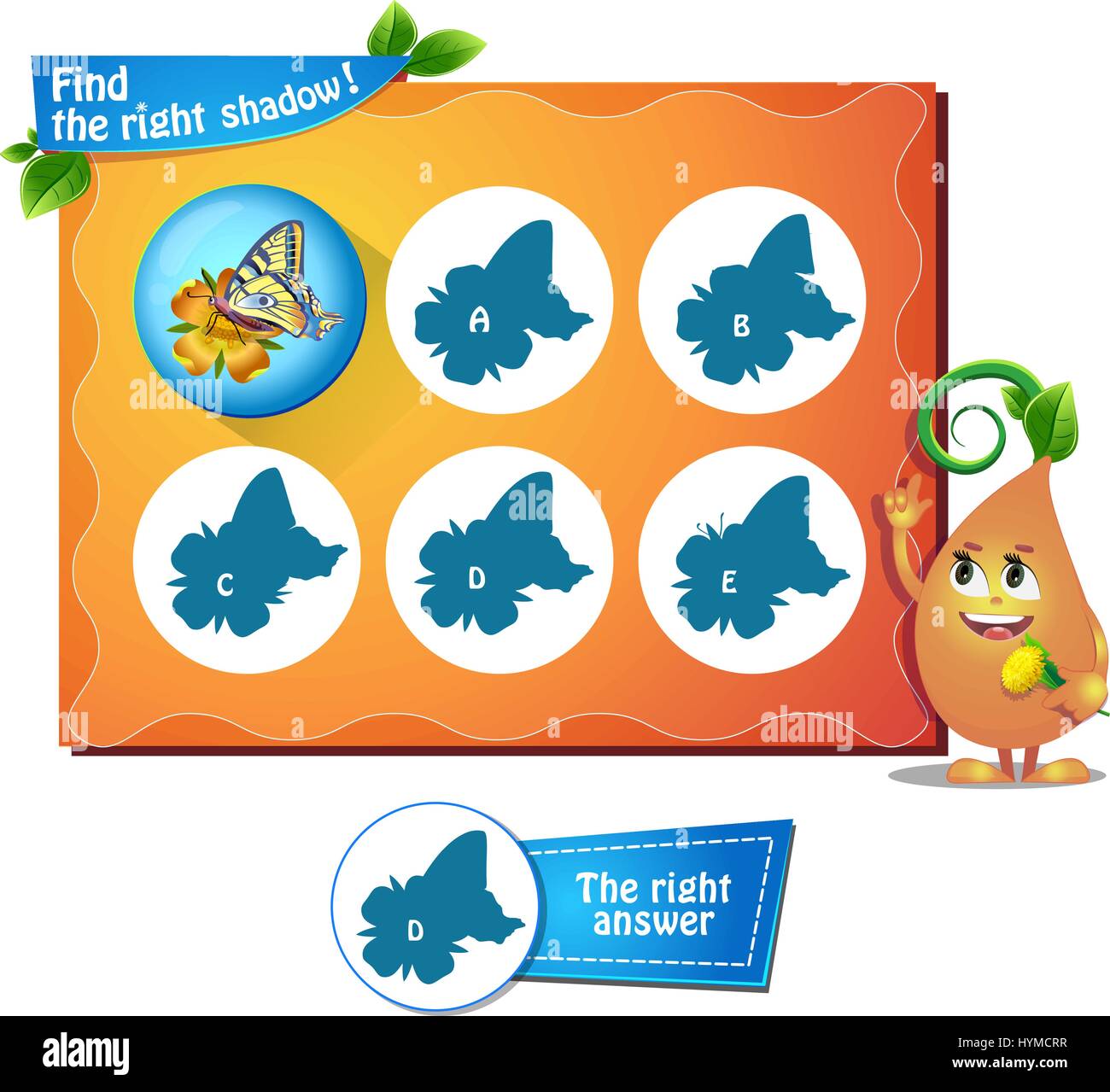 visual game for children and adults. Task the find right shadow ...