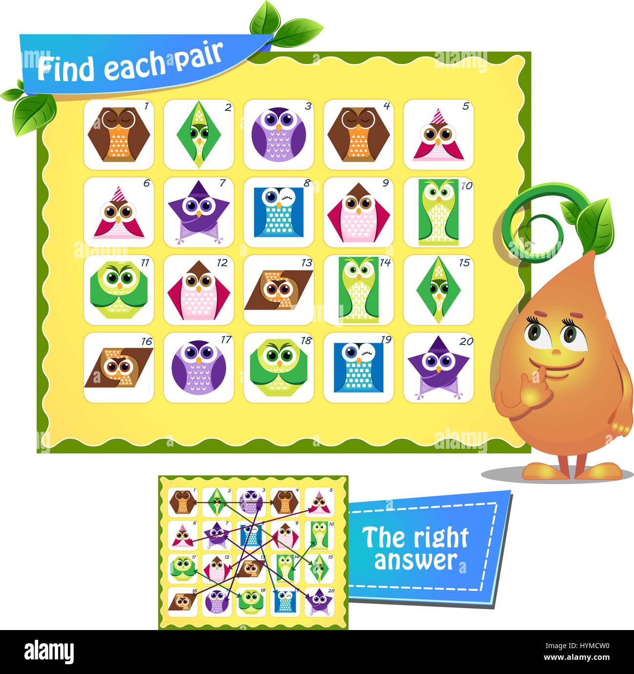 visual game for children and adults. Find 2 identical shapes Stock ...