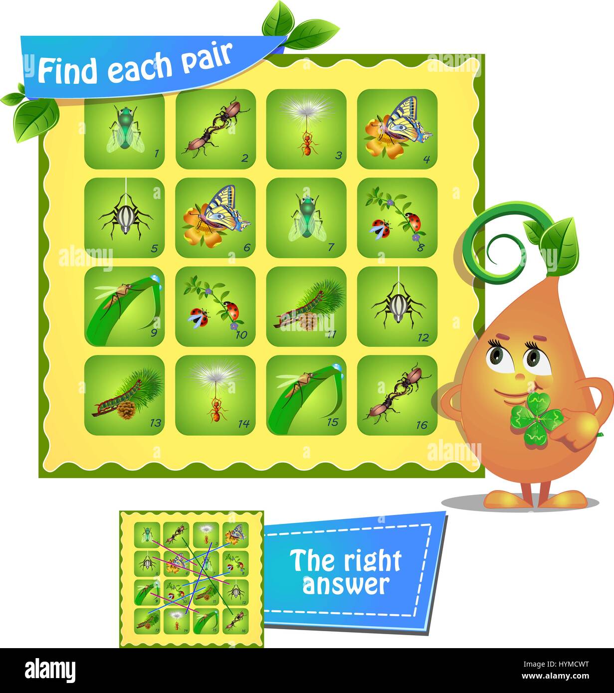 visual game for children and adults. Find each pair Stock Vector Image ...