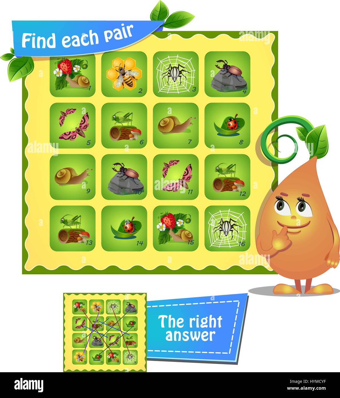 visual game for children and adults. Find each pair Stock Vector Image ...