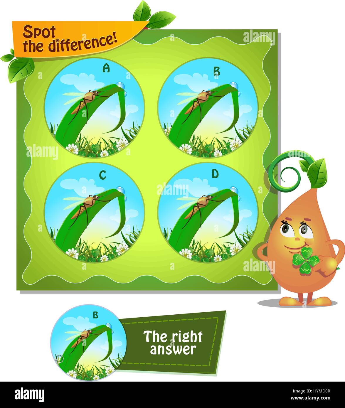 Visual Game for children. Task: Spot the difference mosquito Stock ...