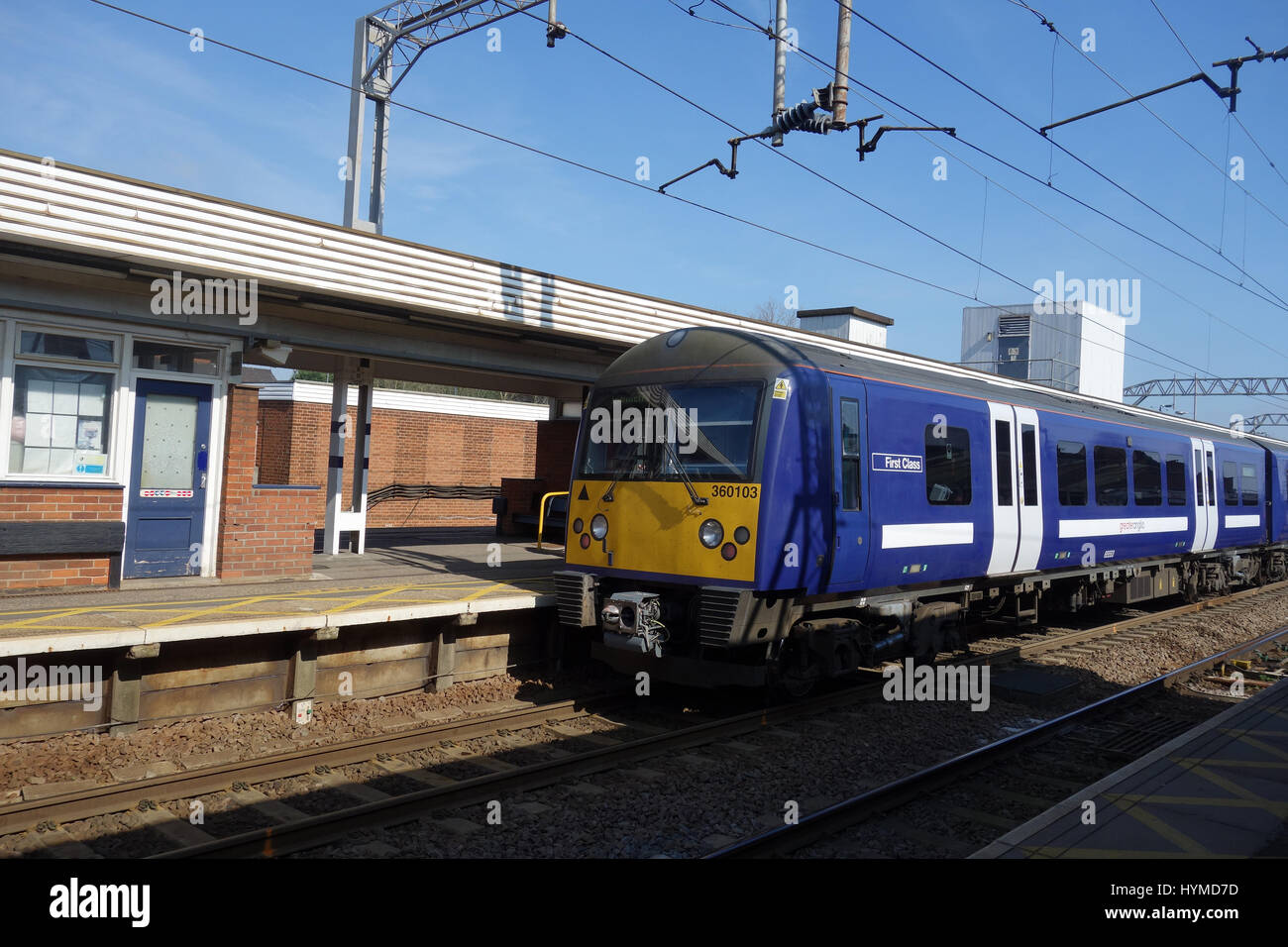Train stopped at platform, Colchester North Station Stock Photo - Alamy
