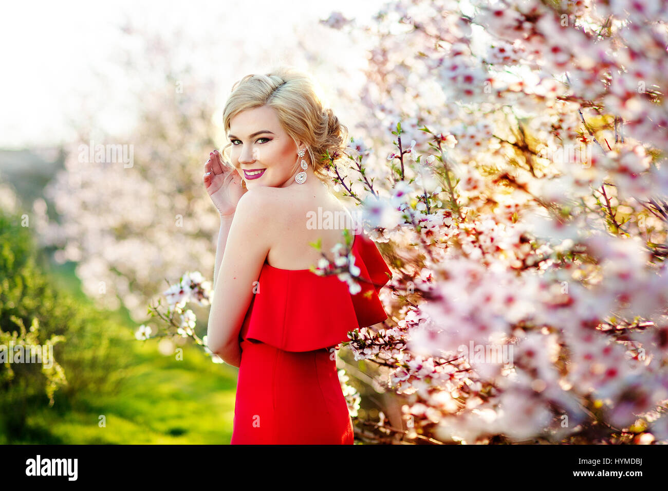 Beauty of springtime without allergy. Young teenage girl enjoying of ...