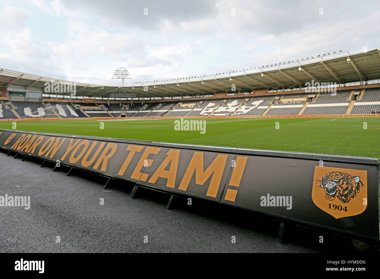 Hull city pitchside signage at the Premier League match at the KCOM ...