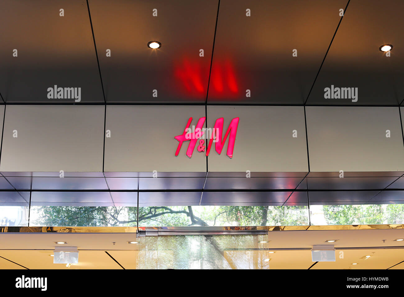 SYDNEY, AUSTRALIA - JANUARY 23, 2017: Detail of the HM store in Sydney ...