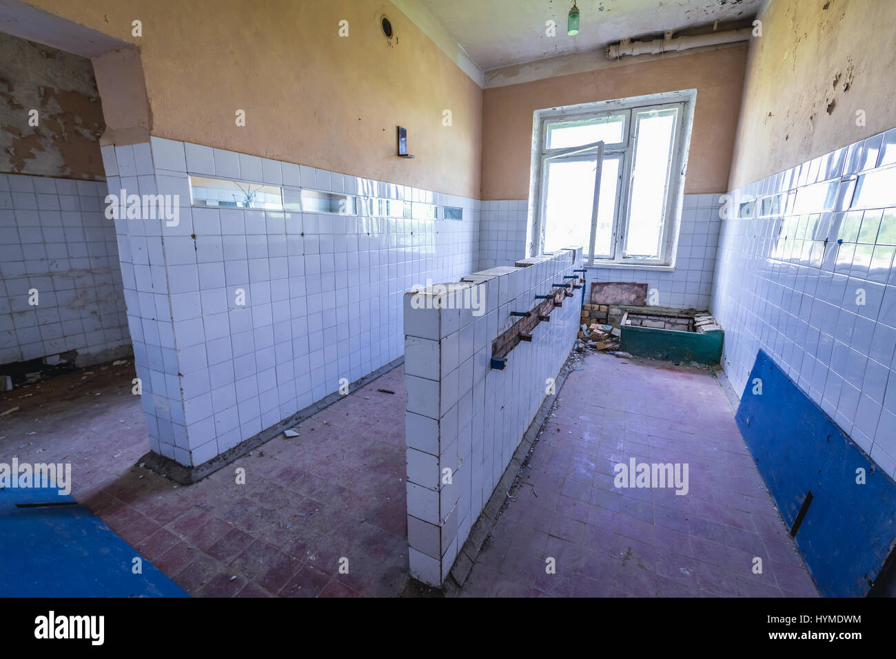 Baths in army barrack building in Skrunda-1 ghost town, former site of ...
