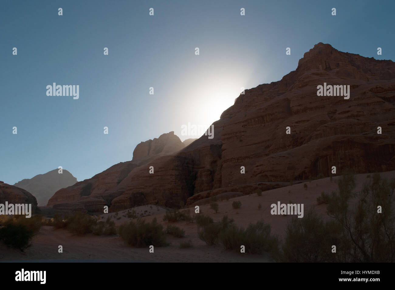 Jordanian landscape and desert of Wadi Rum, Valley of the Moon, a ...