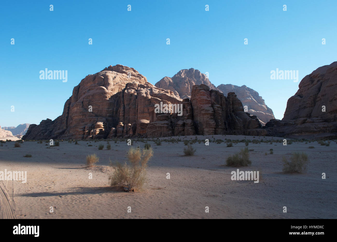 Jordanian landscape and desert of Wadi Rum, Valley of the Moon, a ...