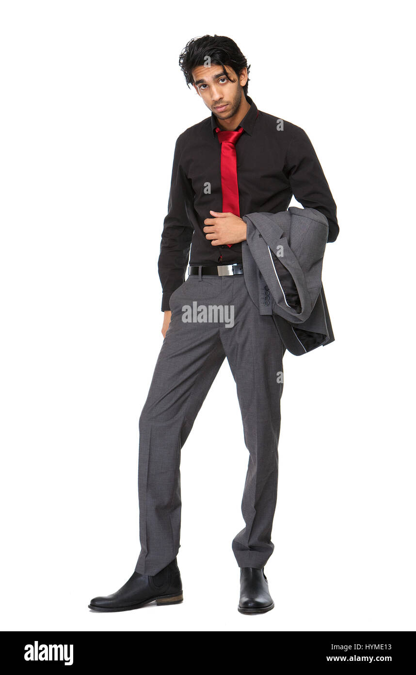 Full length portrait of a young businessman isolated on white ...