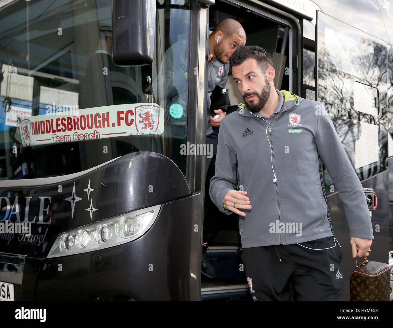 Middlesbrough's Alvaro Negredo arrives before the Premier League match ...
