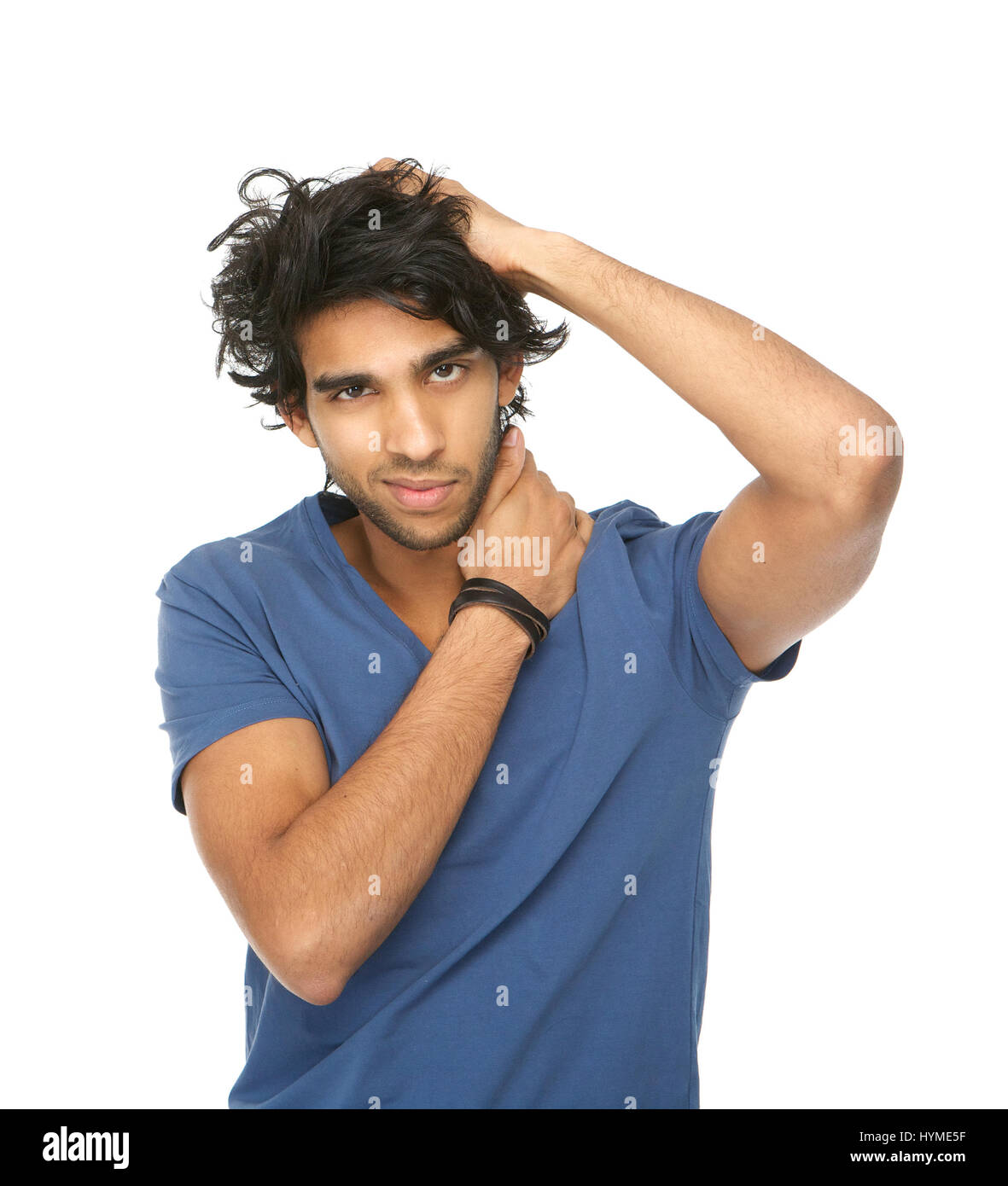 Close up portrait of a young man with funny expression on face isolated ...