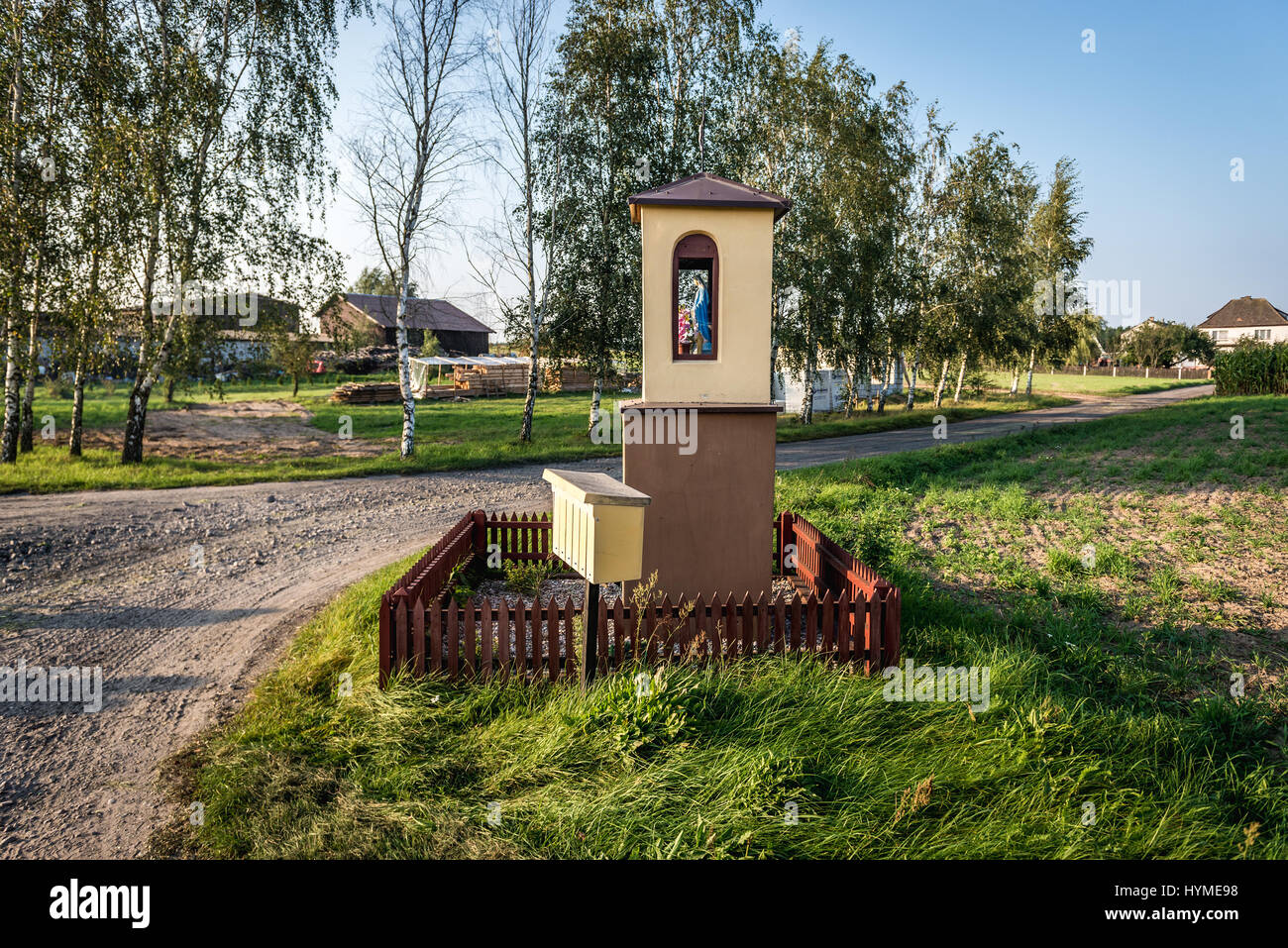 Wayside shrine in one of the small villages of Chojnice County of ...