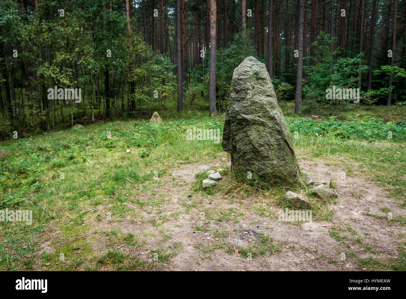 Ancient stone circles cemetery archaeological site, near Lesno village ...