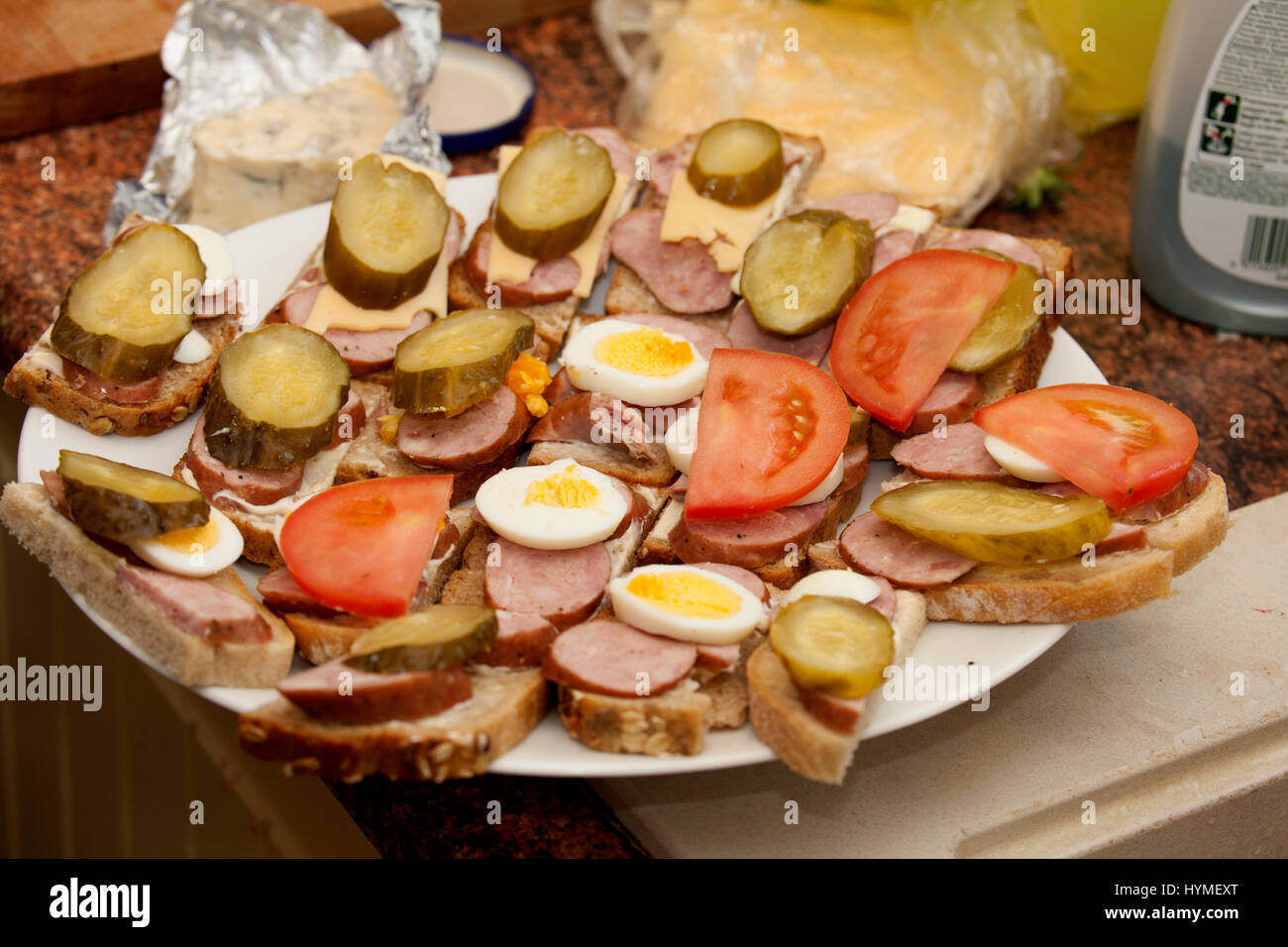 A wonderful array of traditional Polish sandwiches of pickles, eggs ...