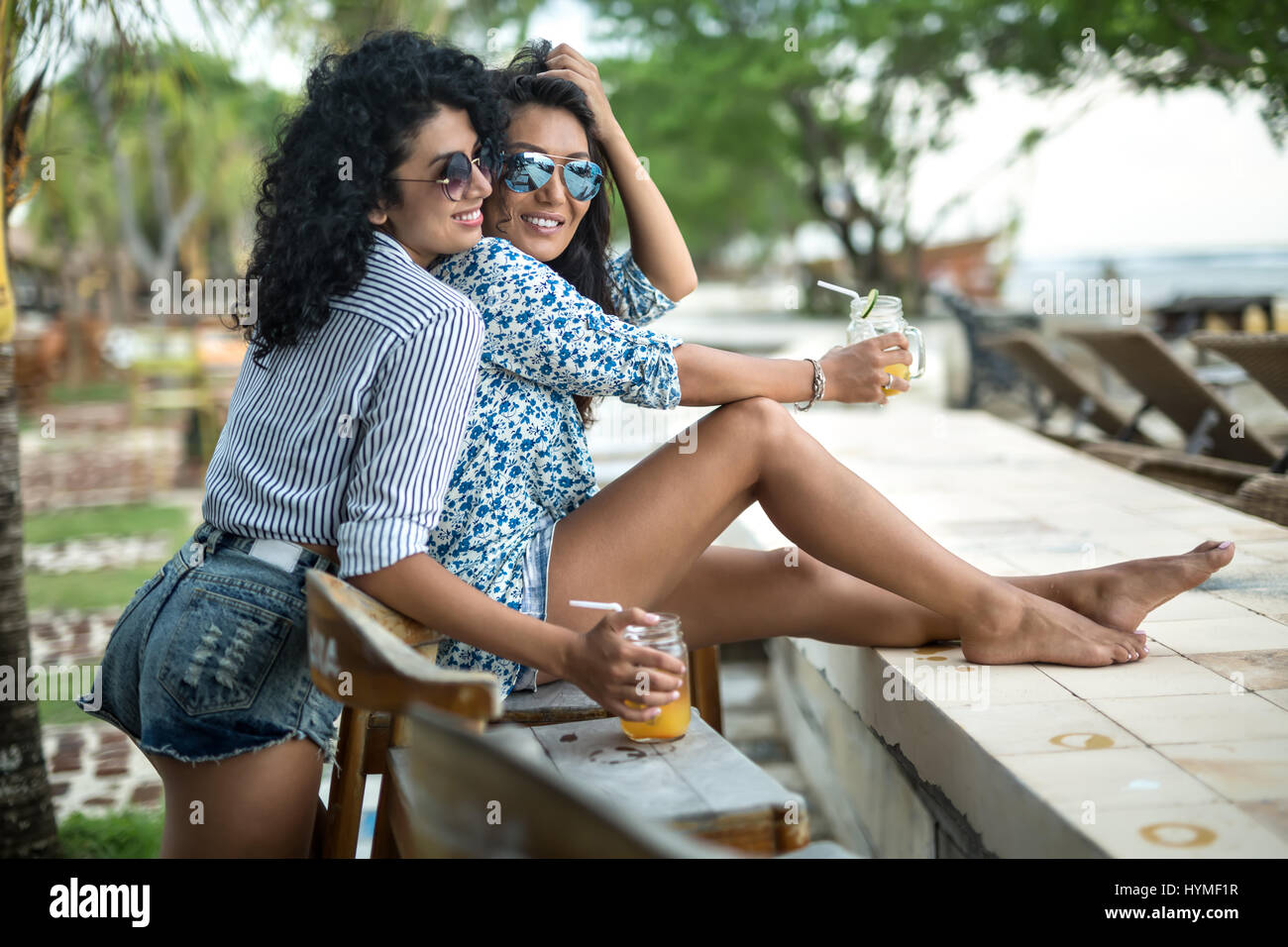 Woman Drinking Cocktail Beach Chair High Resolution Stock Photography ...