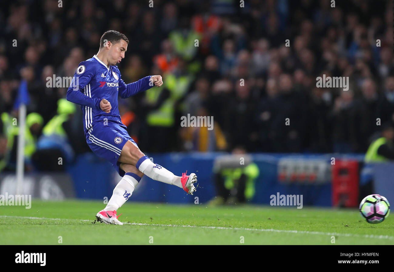 Chelsea's Eden Hazard scores his side's second goal of the game from ...