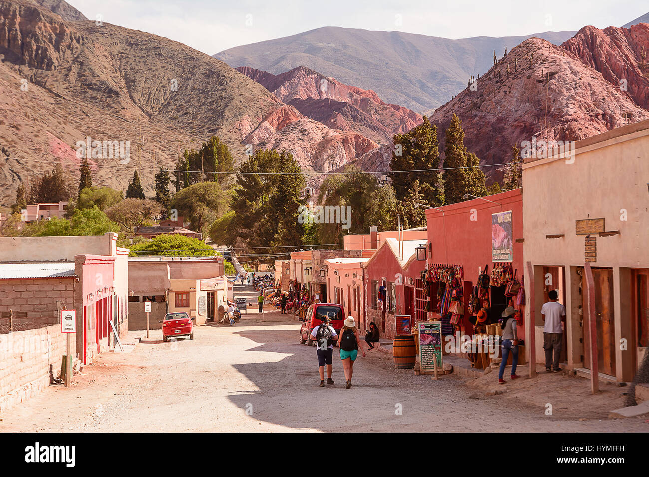 Purmamarca, Argentina - November 1, 2016: Street with souvenir shops ...
