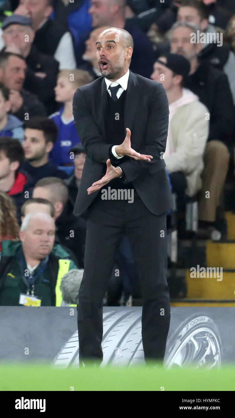 Manchester City manager Pep Guardiola reacts on the touchline during ...