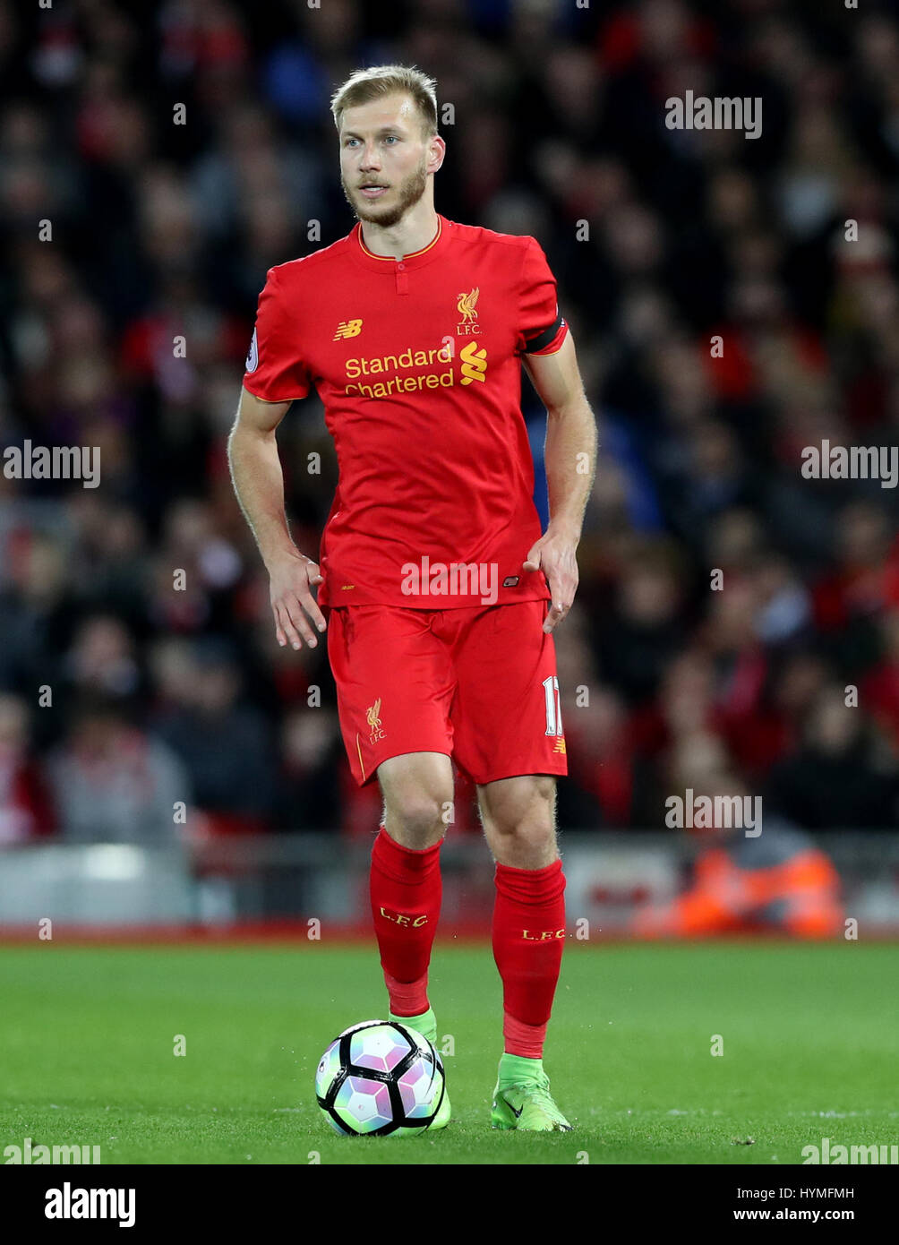Liverpool's Ragnar Klavan during the Premier League match at Anfield ...