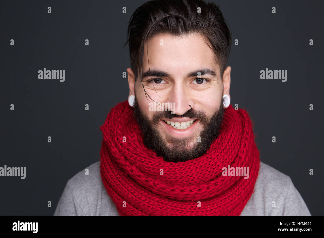 Male red scarf hi-res stock photography and images - Alamy