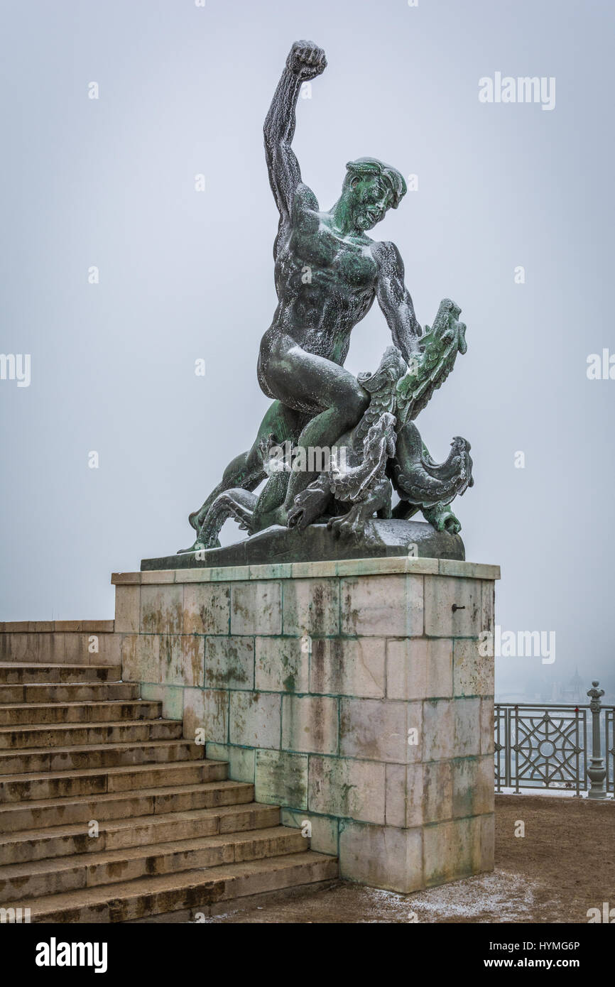Bronze statue man killing dragon hi-res stock photography and images ...