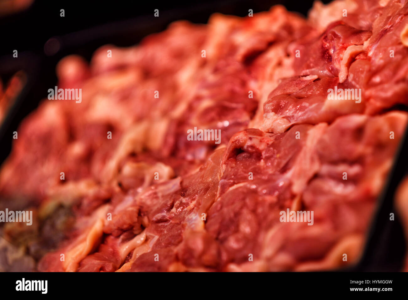 Heap of fresh raw meat food flesh background at shop supermarket Stock ...