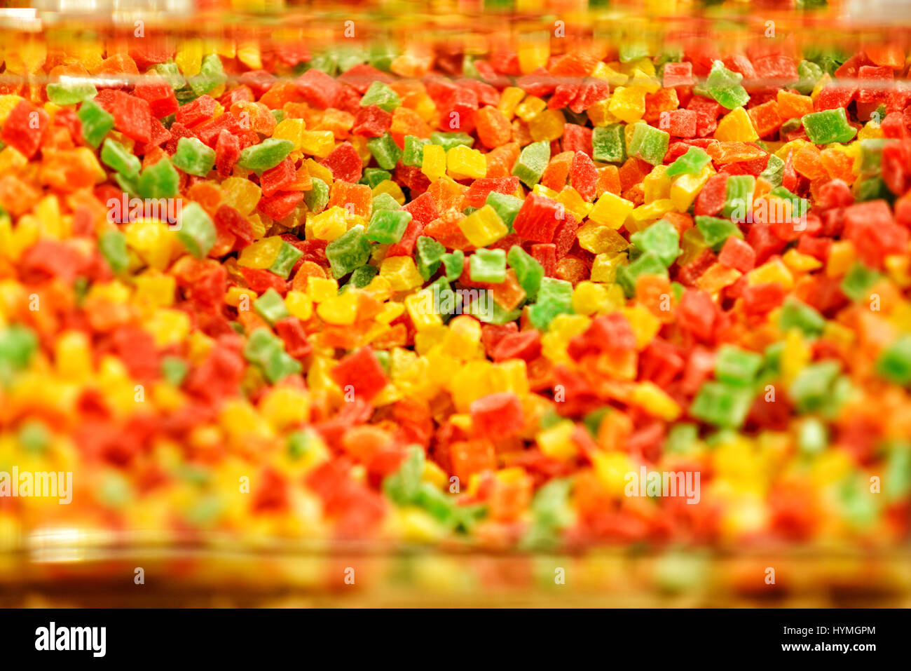 Square shape jelly candy flavor fruit, candy dessert colorful on sugar ...