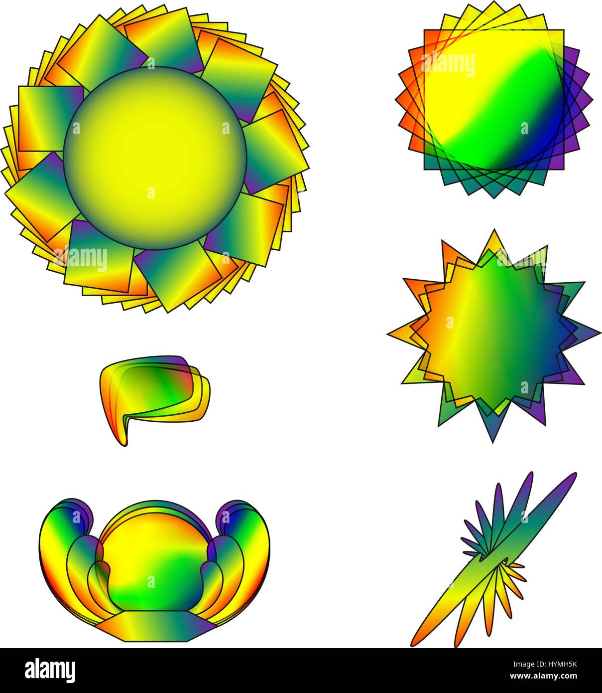Abstract yellow green icons for prize winners in the form of medals ...