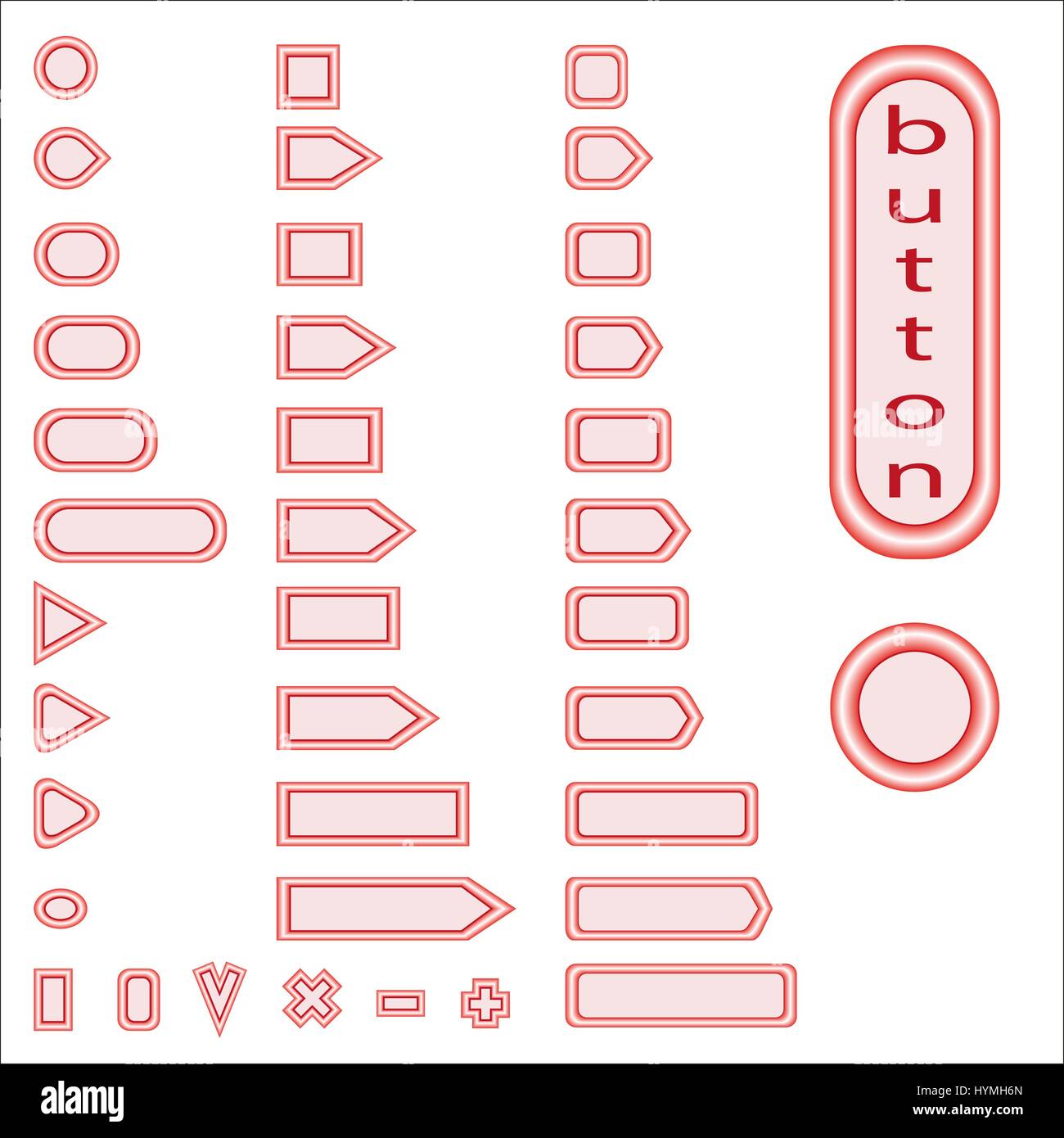 Volume red buttons for design internet pages of different sizes and ...