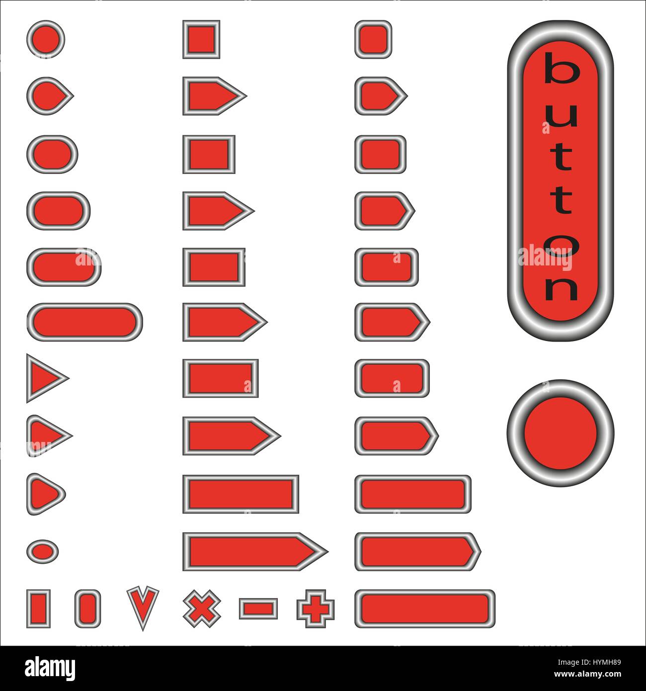 Volume red buttons for design internet pages of different sizes and ...