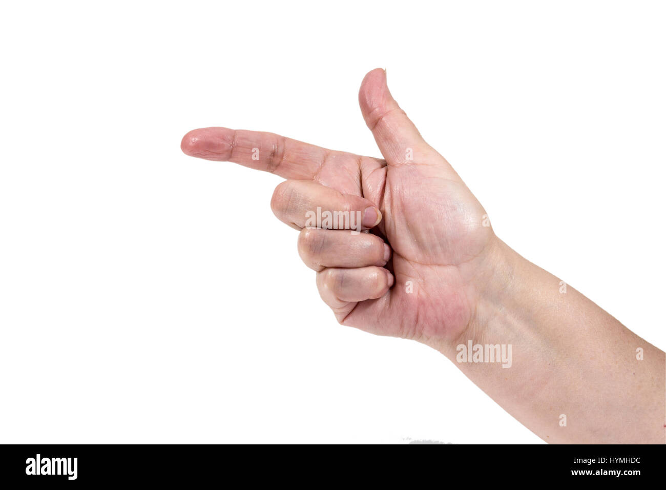 Senior woman's hand indicate isolated on white background Stock Photo ...