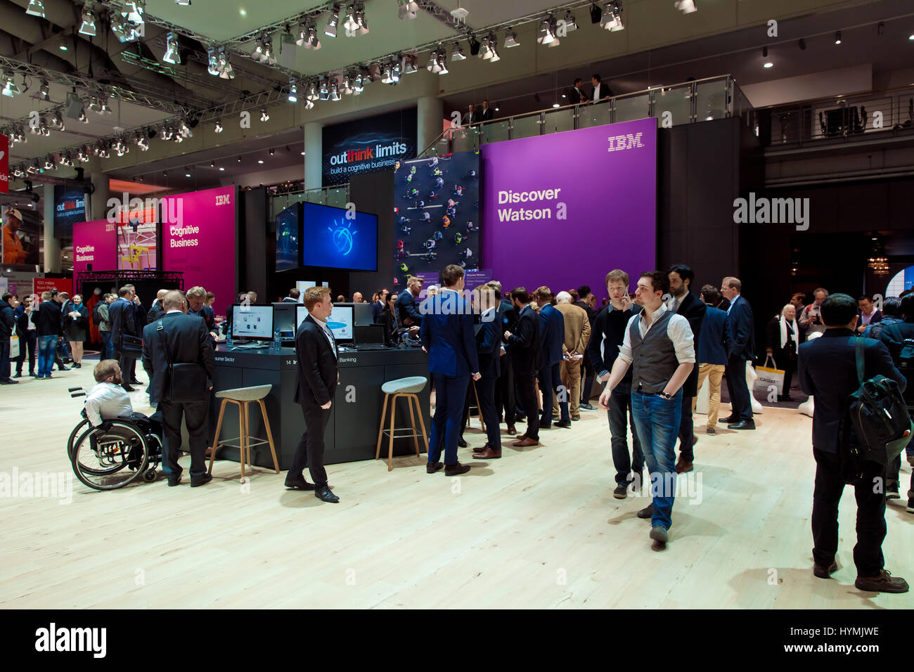IBM company stand interior on exhibition Cebit 2017 in Hannover Messe ...