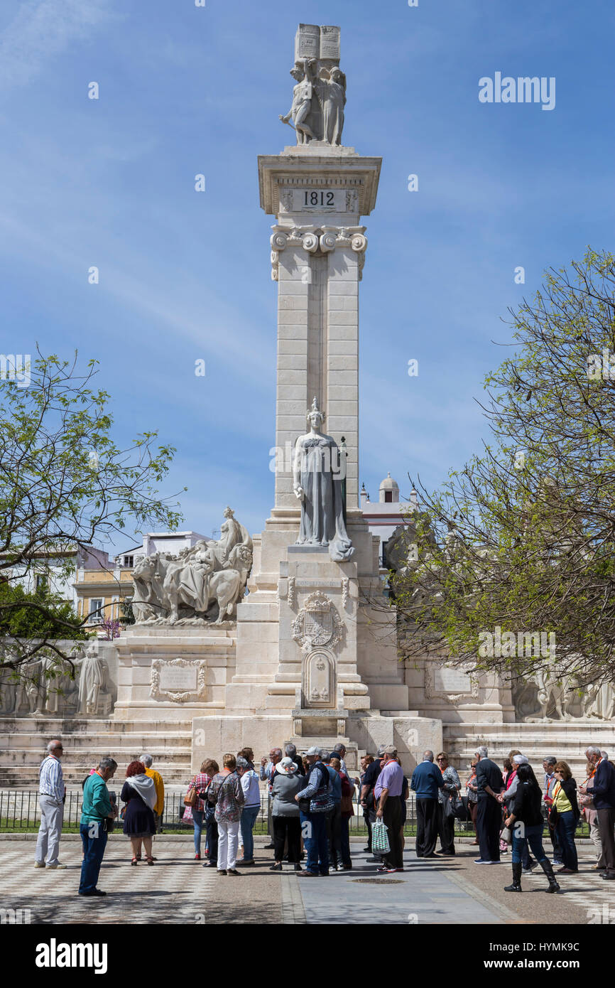 Cadiz Spain- April 1: Monument to the Constitution of 1812, tourist ...
