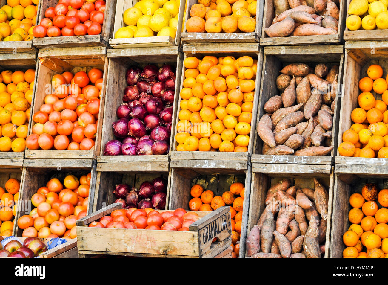 Crates of Fresh Fruits and Vegetables Stock Photo - Alamy