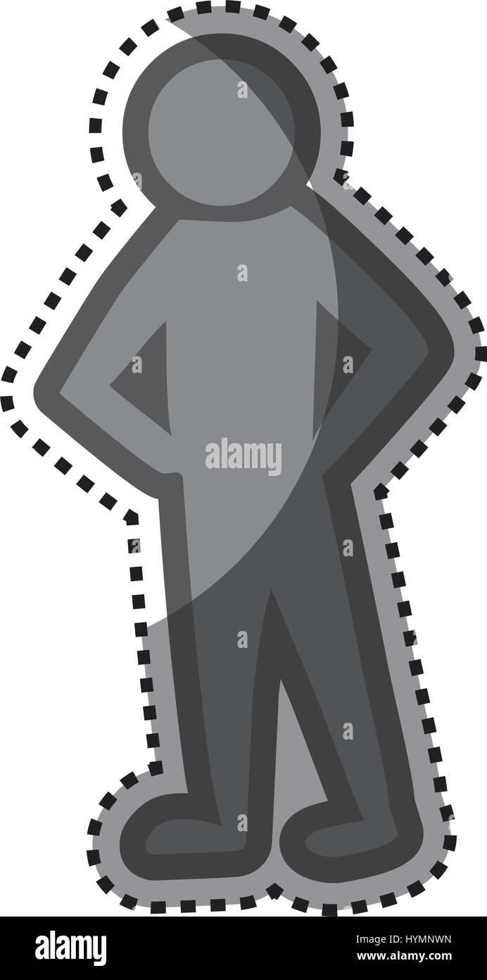 grayscale sticker with pictogram man standing vector illustration Stock ...